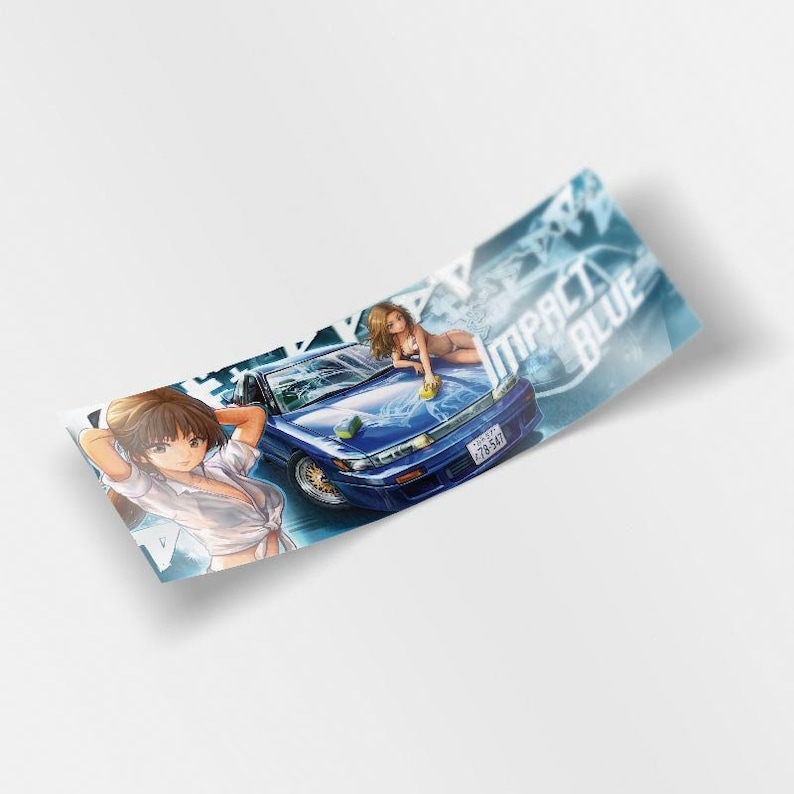 Initial D Impact Blue - Mako and Sayuki Sil80 Car Wash Manga Car Poster ...