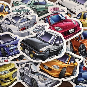 Initial D Cars Vinyl Stickers Featuring AE86 Trueno RX7 GTR R32 Evo IV ...