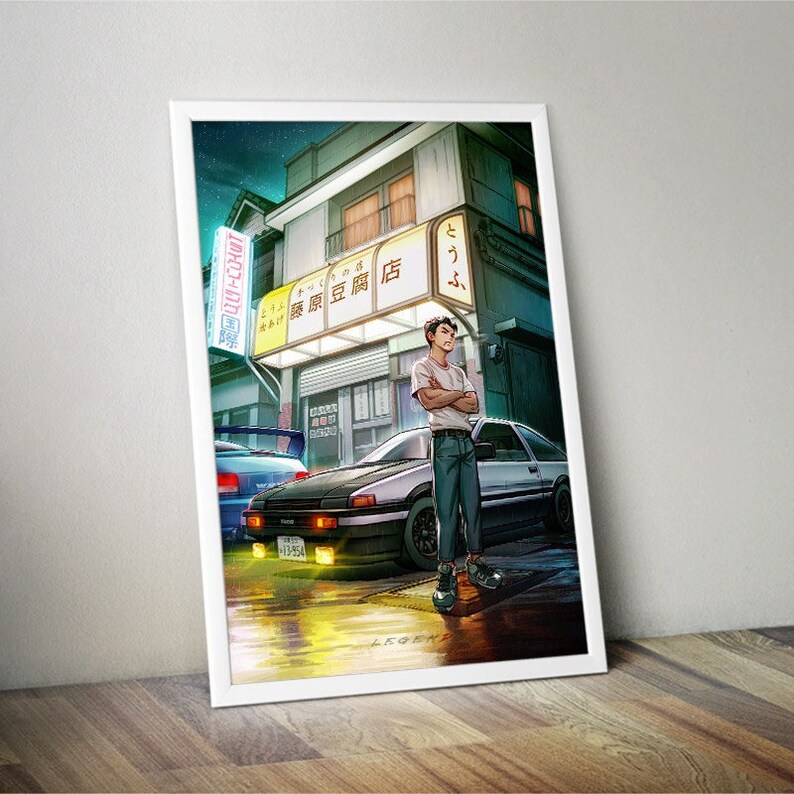 Initial D Bunta Legend Art Poster Print JDM Manga Style Inspired Car ...