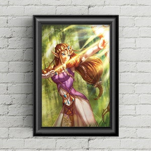 Princess Zelda Poster Video Game Artwork Legend of Zelda Illustration ...