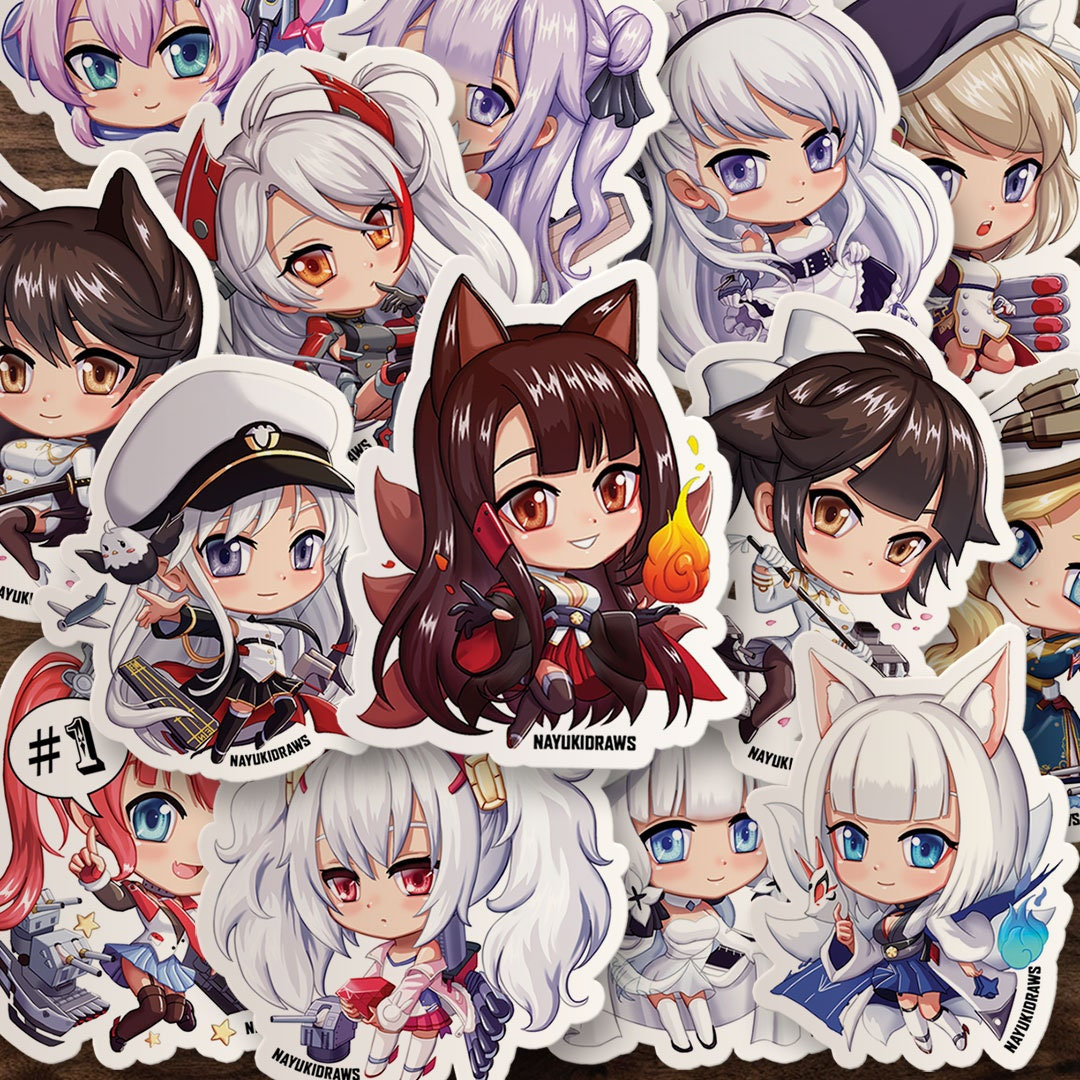 Azur Lane Cute Vinyl Sticker Fanart Anime Akagi Atago Belfast - Etsy