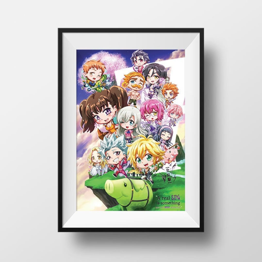 7 Deadly Sins Cute Chibi Art Print Poster Seven Anime Ban Hawk Diane ...