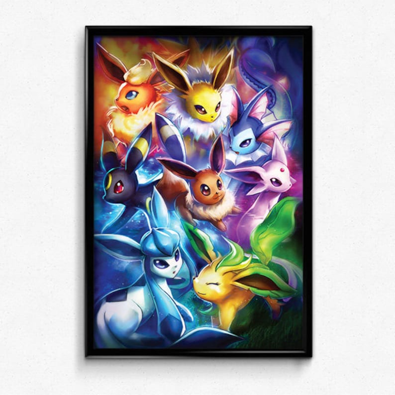 Eeveelution Poster 1st Edition Art Print Eevee Evolution Anime - Etsy