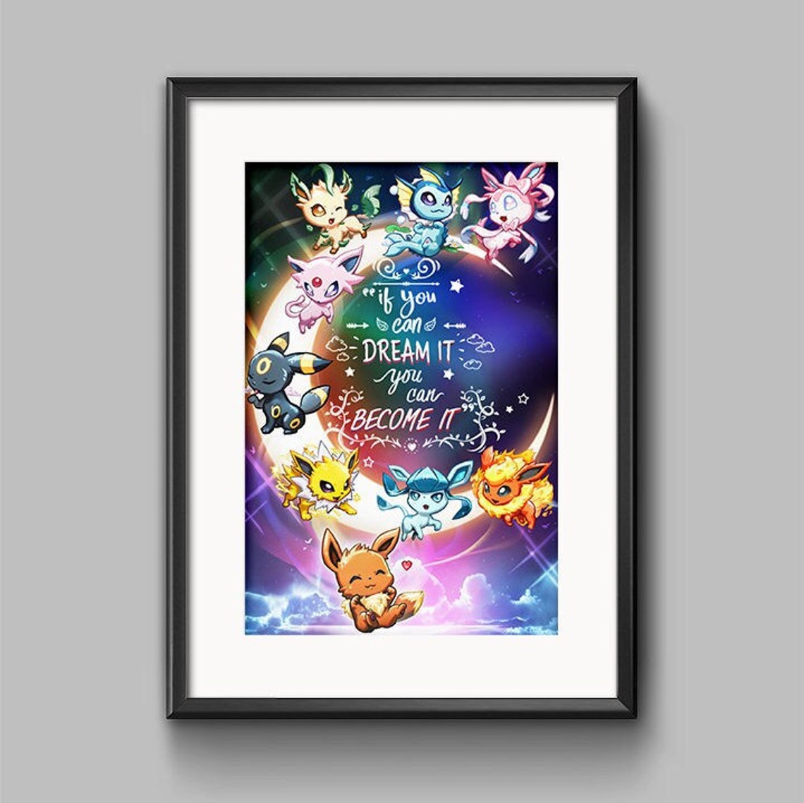 Eeveelution Eevee Dreaming in the Night Sky Motivational Inspirational ...