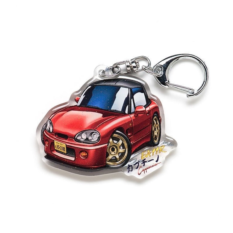 Initial D Red Suzuki Cappuccino (EA11R) Acrylic Charm Keychain Double ...