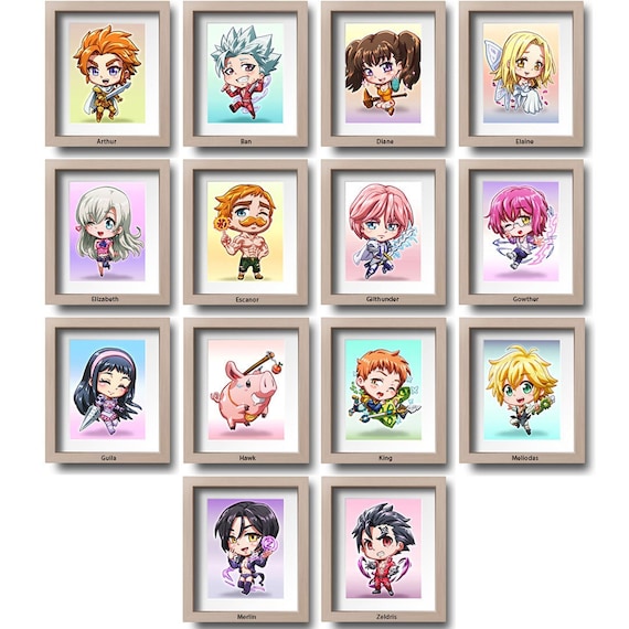 Seven Deadly Sin Cute Chibi Character Mini Prints Postcard - Etsy