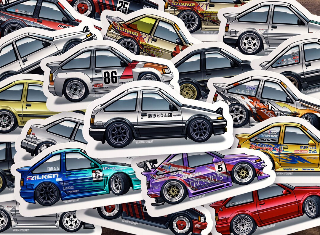 AE86 Past & Present Collection Vinyl Stickers Laptop Decals Window ...