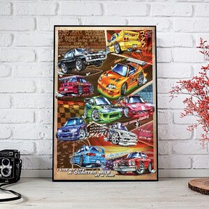 Fast and the Furious Comic Styled Car Movie Poster Print Wall Art ...