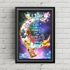 Eeveelution Eevee Dreaming in the Night Sky Motivational Inspirational ...