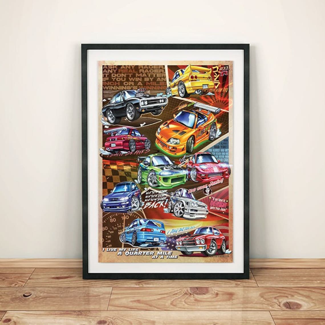 Fast and the Furious Comic Styled Car Movie Poster Print Wall | Etsy