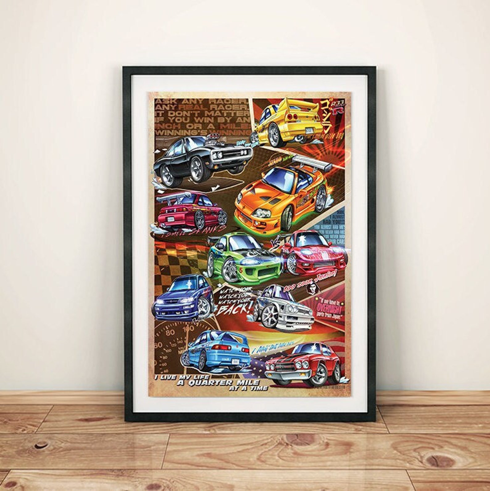 Fast and the Furious Comic Styled Car Movie Poster Print Wall - Etsy