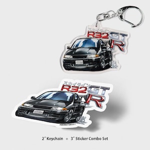 Initial D Skyline GT-R GTR R32 Black Charm Keychain Double-sided Manga ...