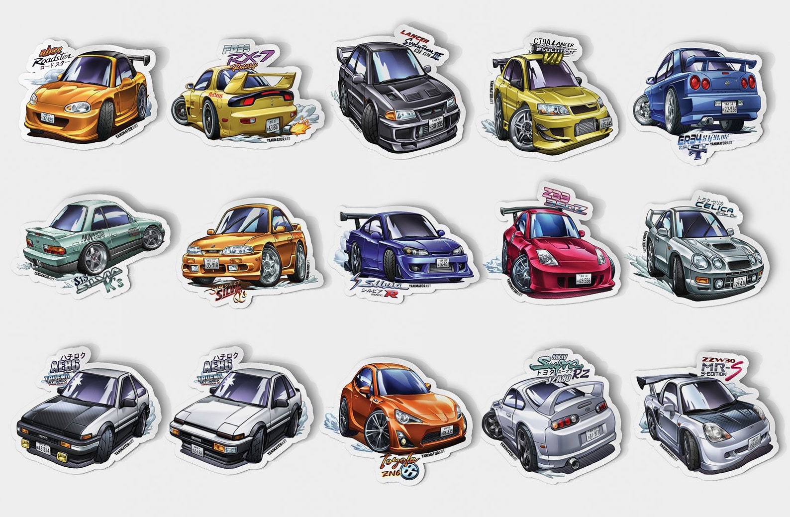 Initial D Cars Vinyl Stickers Featuring AE86 Trueno RX7 GTR - Etsy