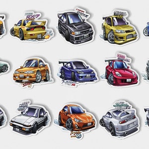 Initial D Cars Vinyl Stickers Featuring AE86 Trueno RX7 GTR R32 Evo IV ...