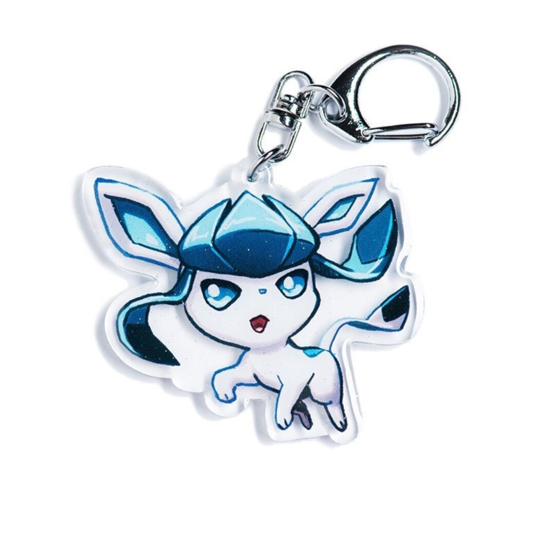 Eeveelution Glaceon Ice Acrylic Charm Keychain Double-sided Sparkle ...