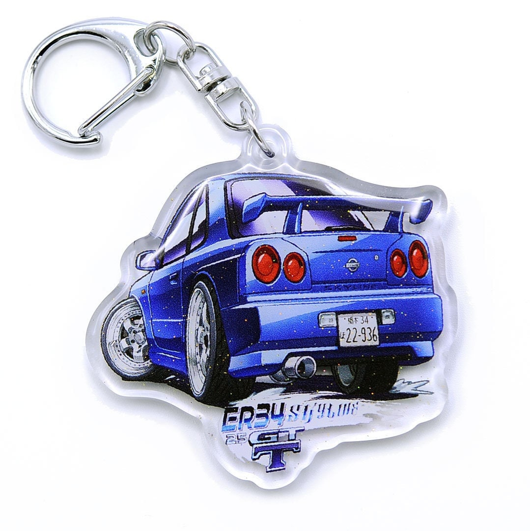 Initial D Skyline GTT R34 ER34 E34 2door Blue Acrylic Charm Keychain ...