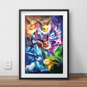 Eeveelution Poster 1st Edition Art Print Eevee Evolution Anime Manga ...