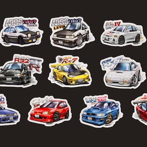 Initial D Cars Vinyl Stickers Featuring AE86 Trueno RX7 GTR R32 Evo IV ...
