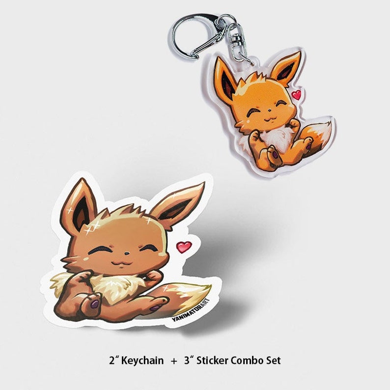 Eeveelution Eevee Acrylic Charm Keychain Double-sided Glittery - Etsy