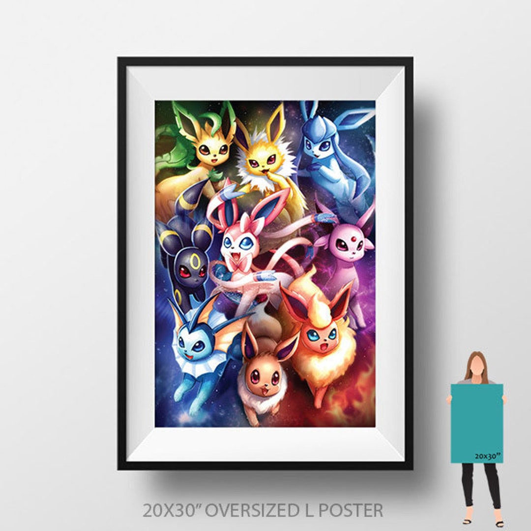 20x30" L (B-GRADE) Eeveelution Poster Art Oversized Poster Print Eevee ...