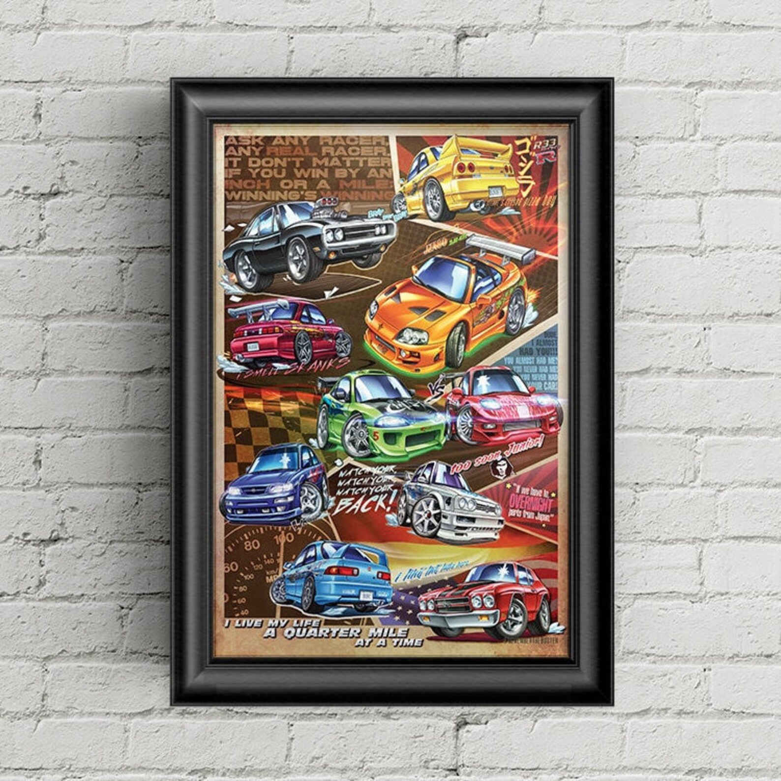 Fast and the Furious Comic Styled Car Movie Poster Print Wall | Etsy