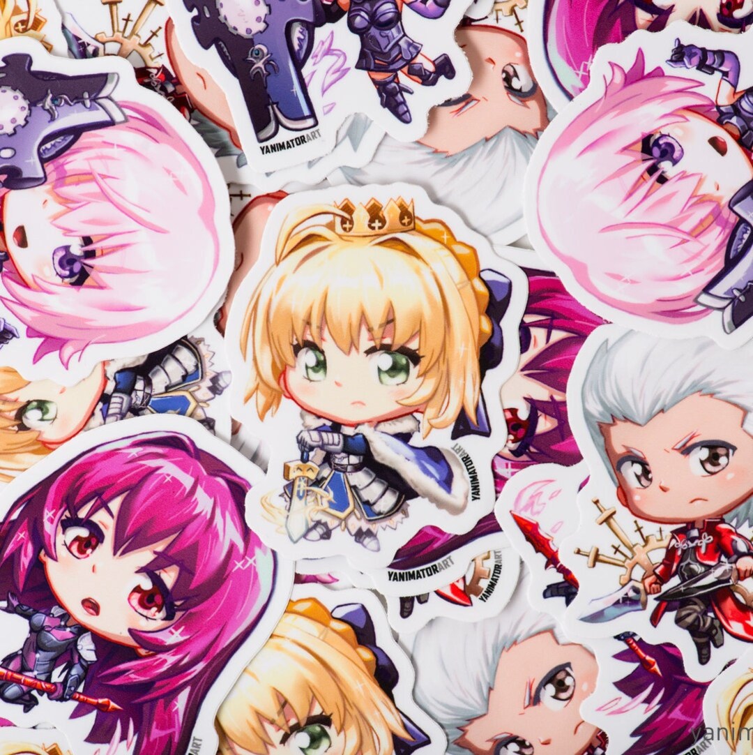 Fate Saber Emiya Mash Scathach Chibi Vinyl Sticker Decal Anime Manga ...