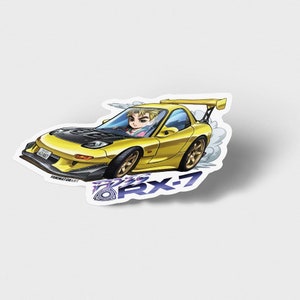Initial D Character & Cars Cute Chibi Vinyl Stickers AE86 Trueno RX7 ...