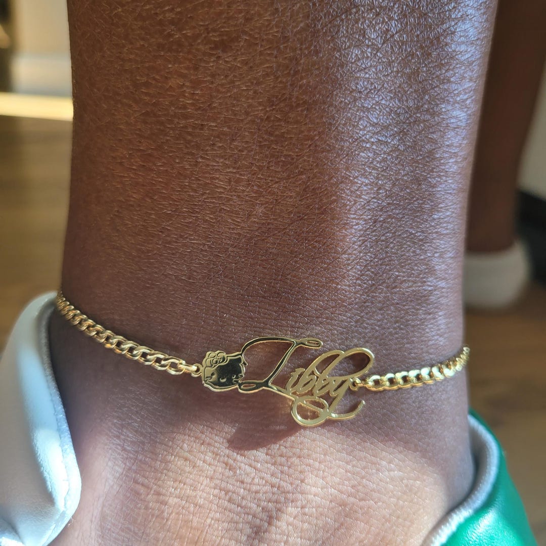 Hello Kitty Cuban Link Anklet for Women - Stainless Steel Ankle ...