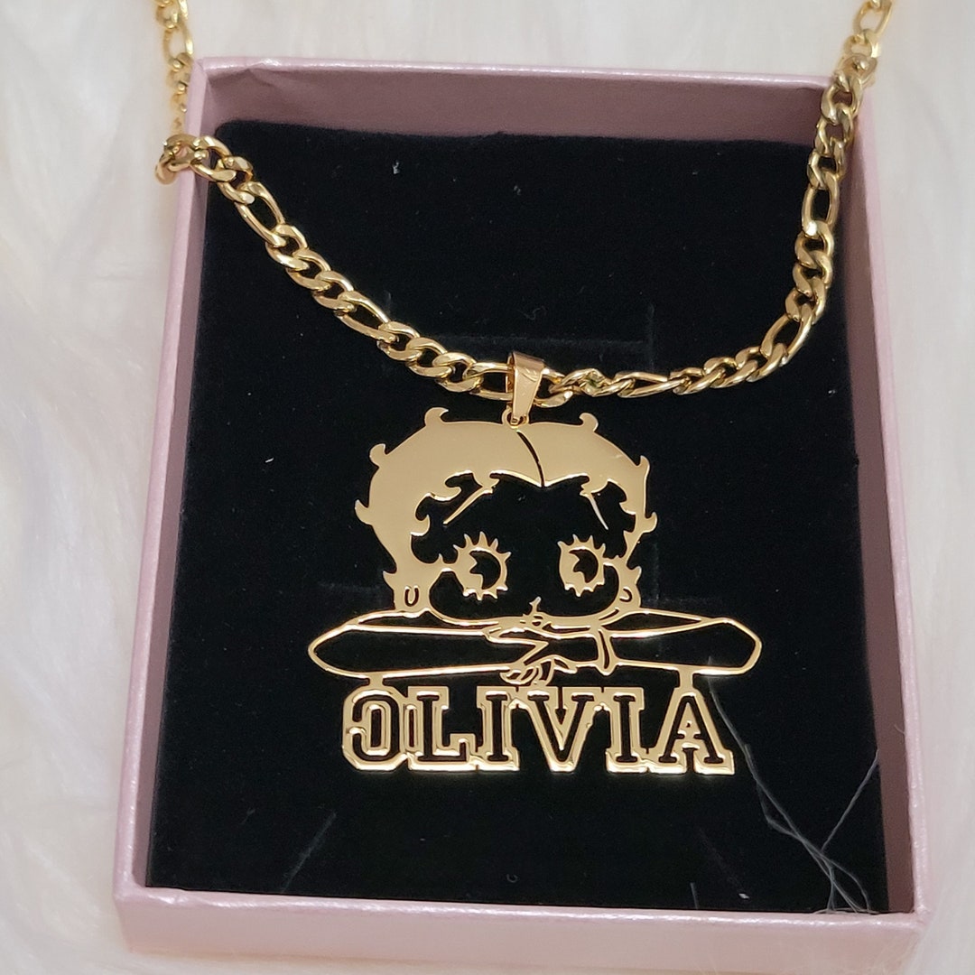 Betty Boop 18k Gold Plated Personalized Pendant Necklace - Etsy