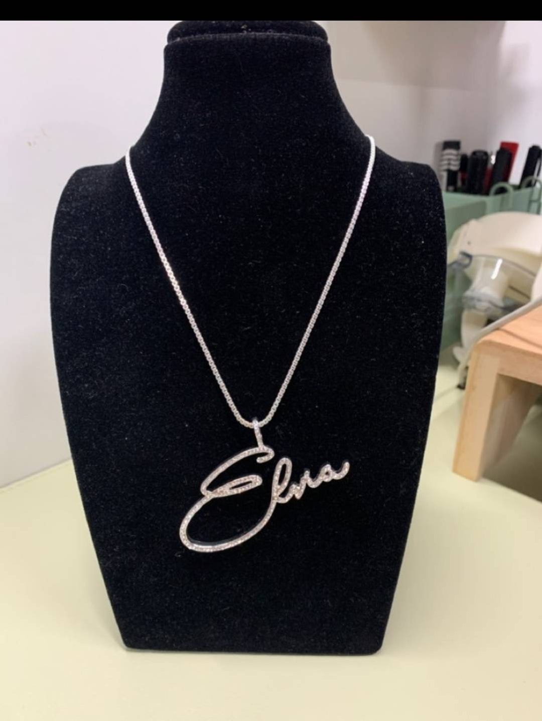 Personalized Cubic Zirconia Script Pendant Necklace. - Etsy