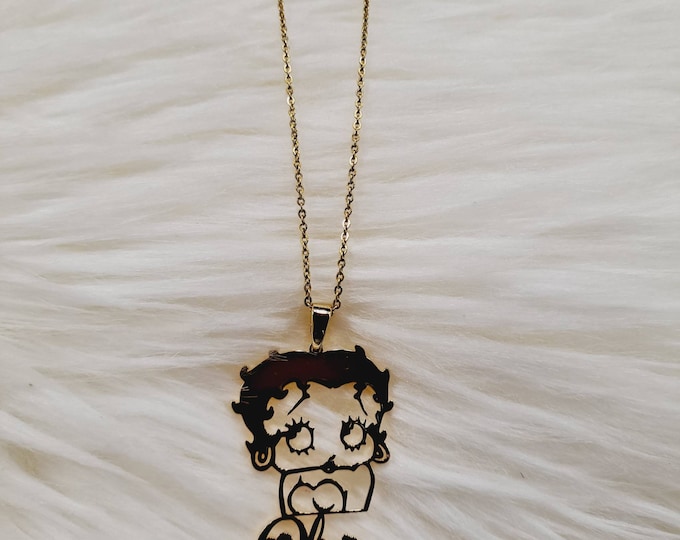 Betty Boop 18k Gold Plated Personalized Pendant Necklace - Etsy