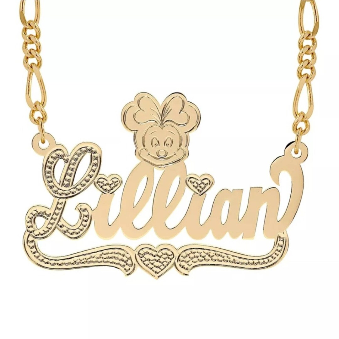 18K Gold Plated Minnie Mouse Name Plate Necklace - Etsy