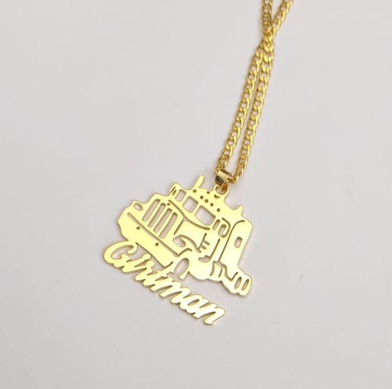 Personalized 18k Gold-plated Truck Pendant Necklace - Etsy