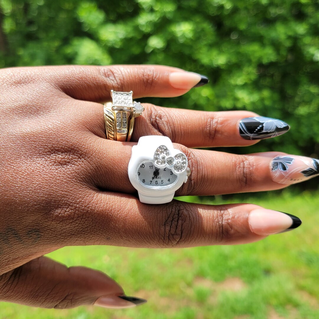 Hello Kitty Ring Watch With Crystal Bow - Cute and Functional Accessory ...