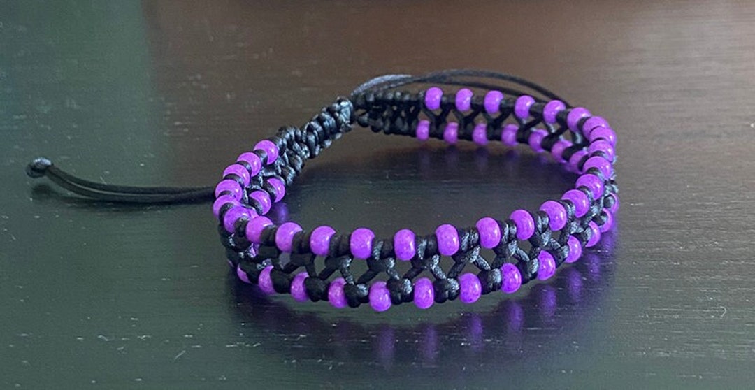 Beaded Ladder Bracelets Black Satin Cord + Various Colors - Etsy