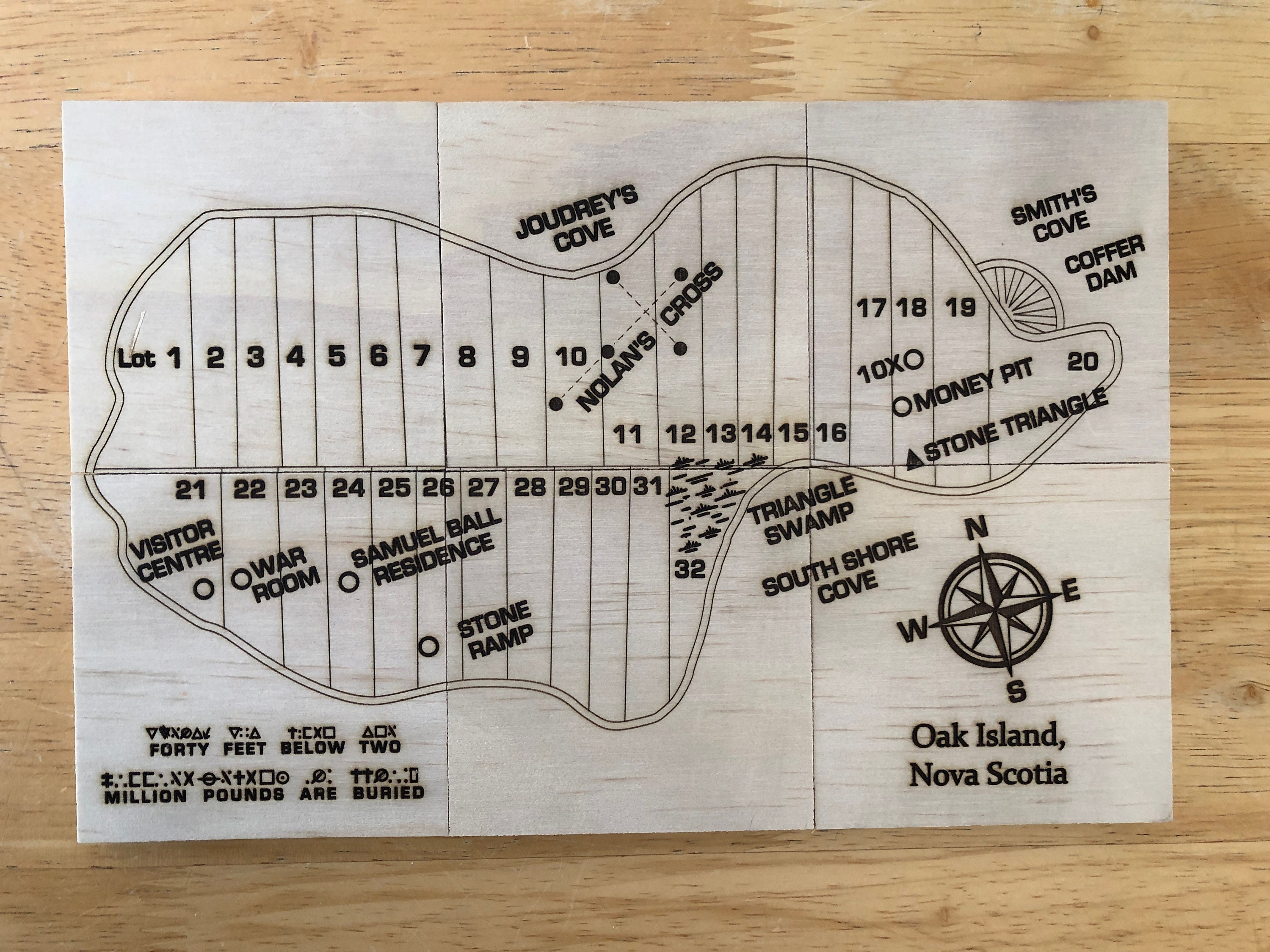 Oak Island Map 6 Coaster Set Laser Engraved - Etsy