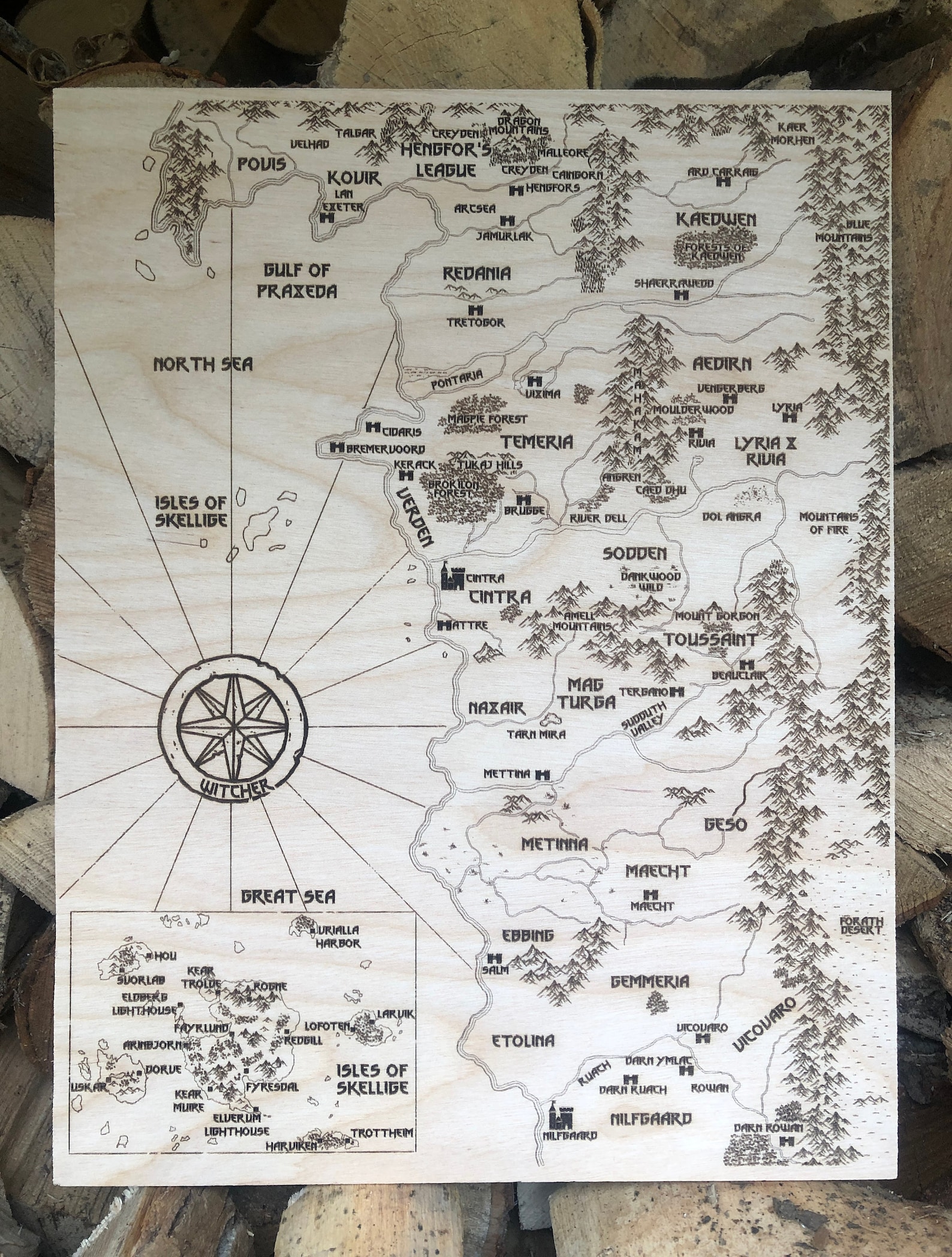 The Witcher Map - Laser Engraved - Etsy