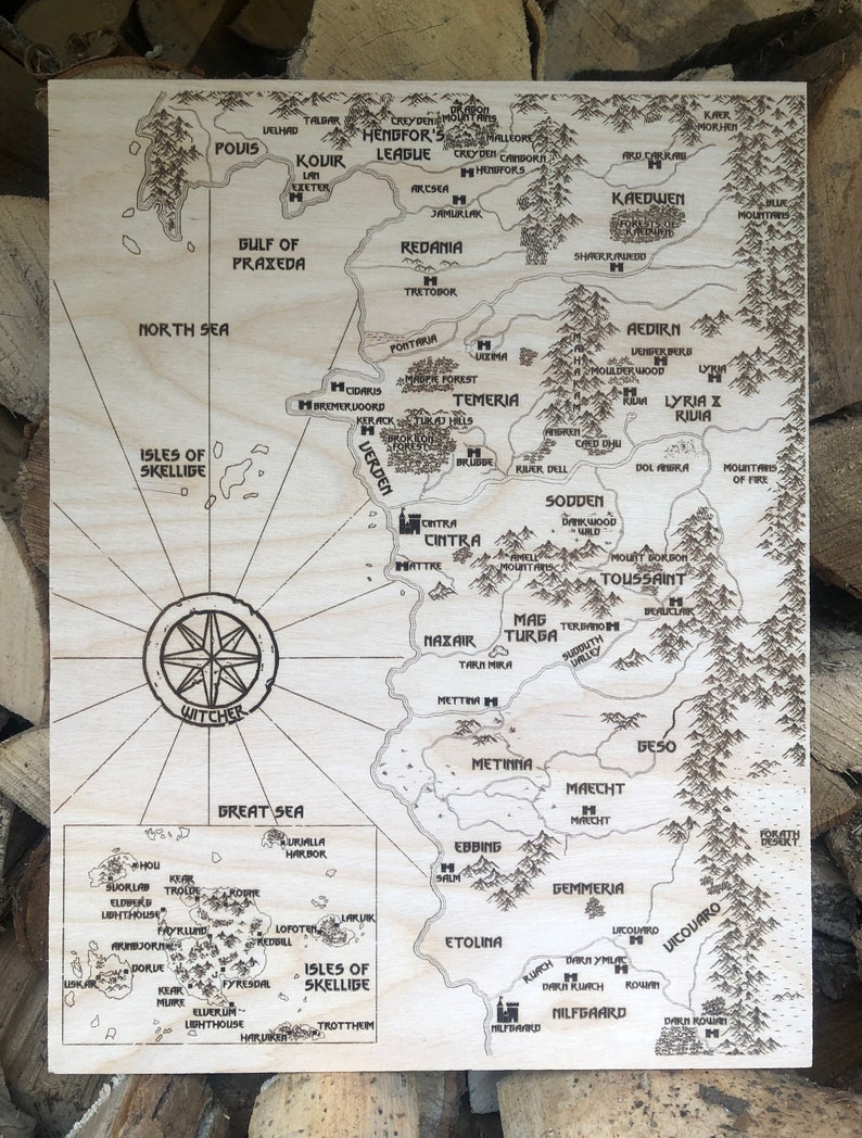 El mapa de Witcher Grabado con láser - Etsy México
