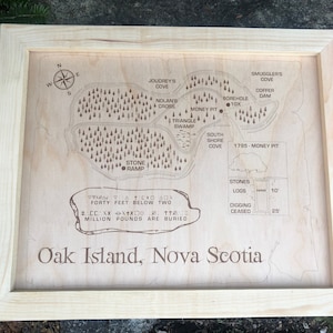 Oak Island Map - Laser Engraved Curse Money Pit Nova Scotia - Etsy