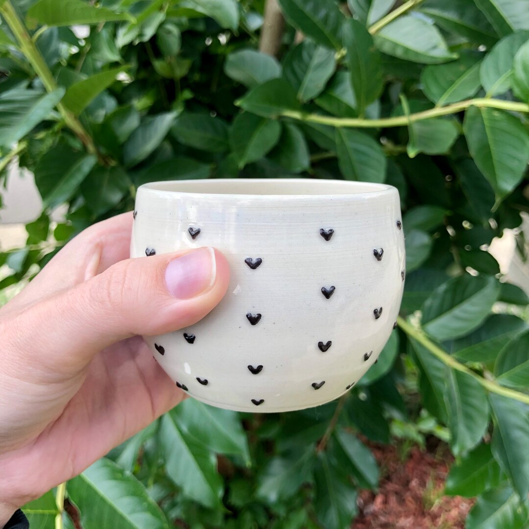 BACK IN STOCK Handmade Ceramic Hug Mug With Porcelain Hearts - Etsy
