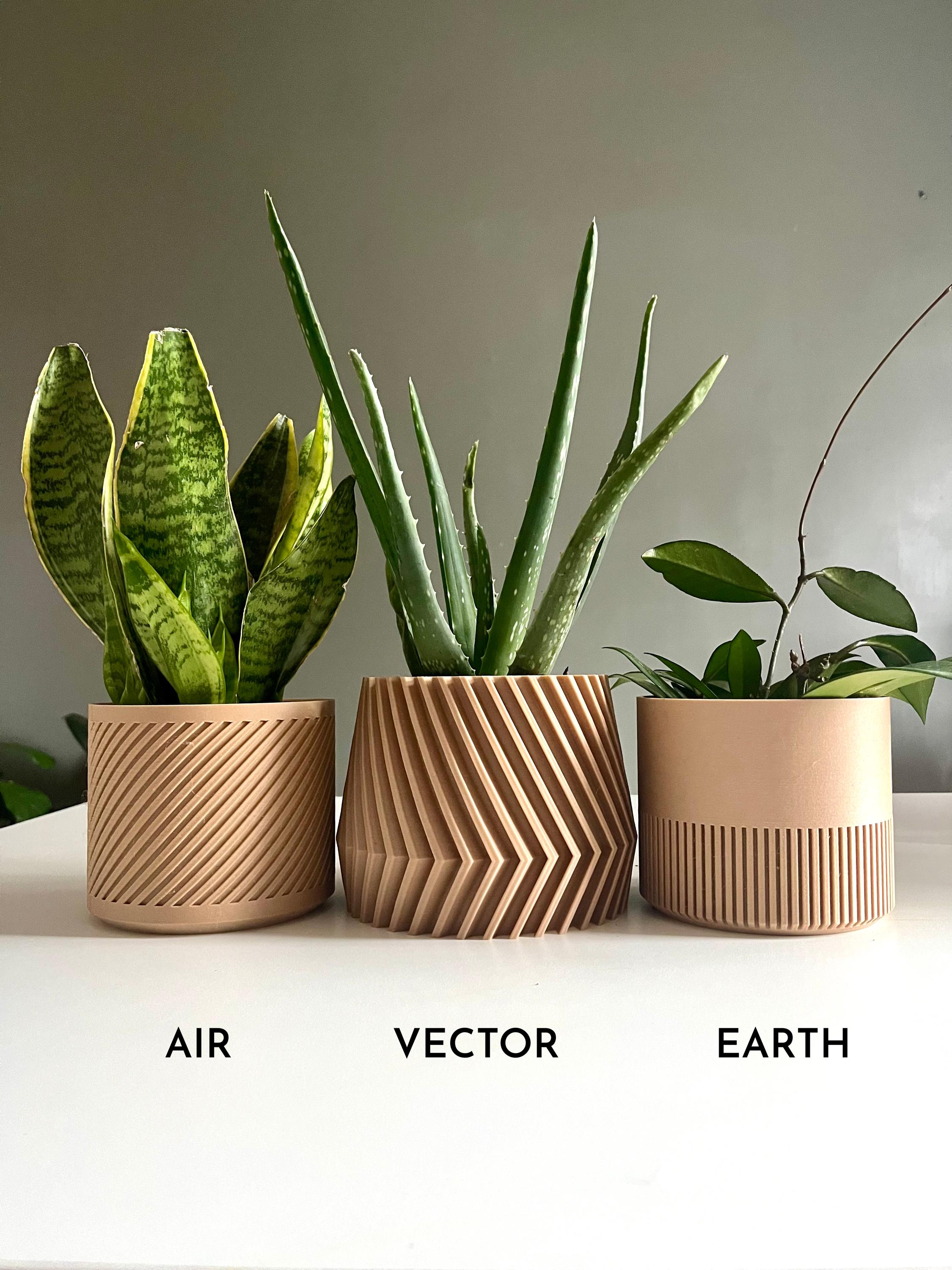 Wood Geometric Plant Pot: Minimalist Planter Set of Three - Etsy