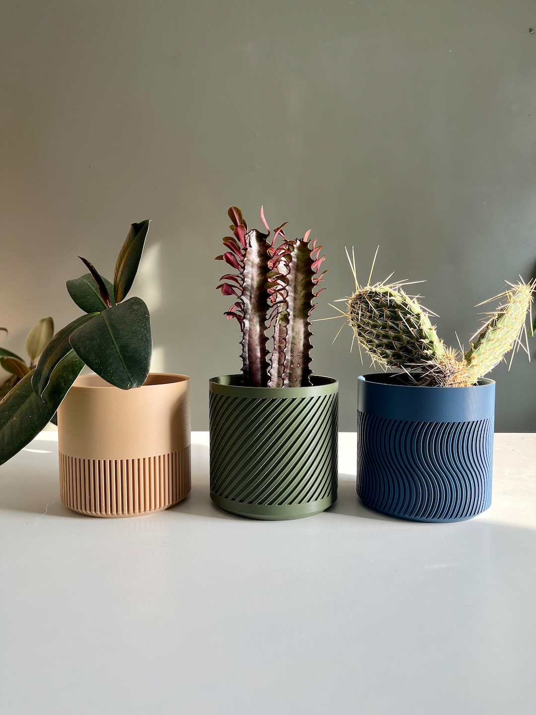 Earth-tone Plant Pot Set: 3D Printed 4-inch Planters - Etsy