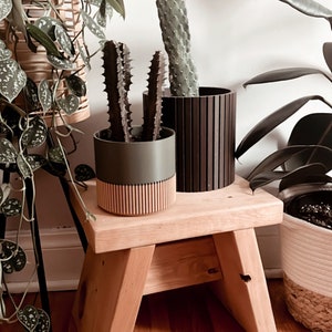 Nordic Ribbed Wood Plant Pot: Scandinavian Home Decor - Etsy