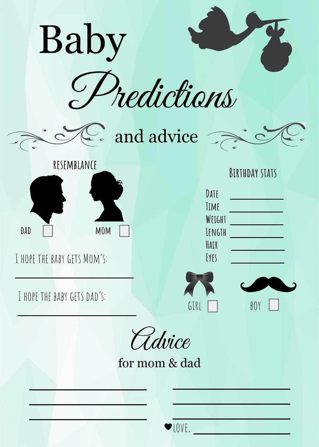 Baby Predictions and Advice Game for Baby Shower - Etsy
