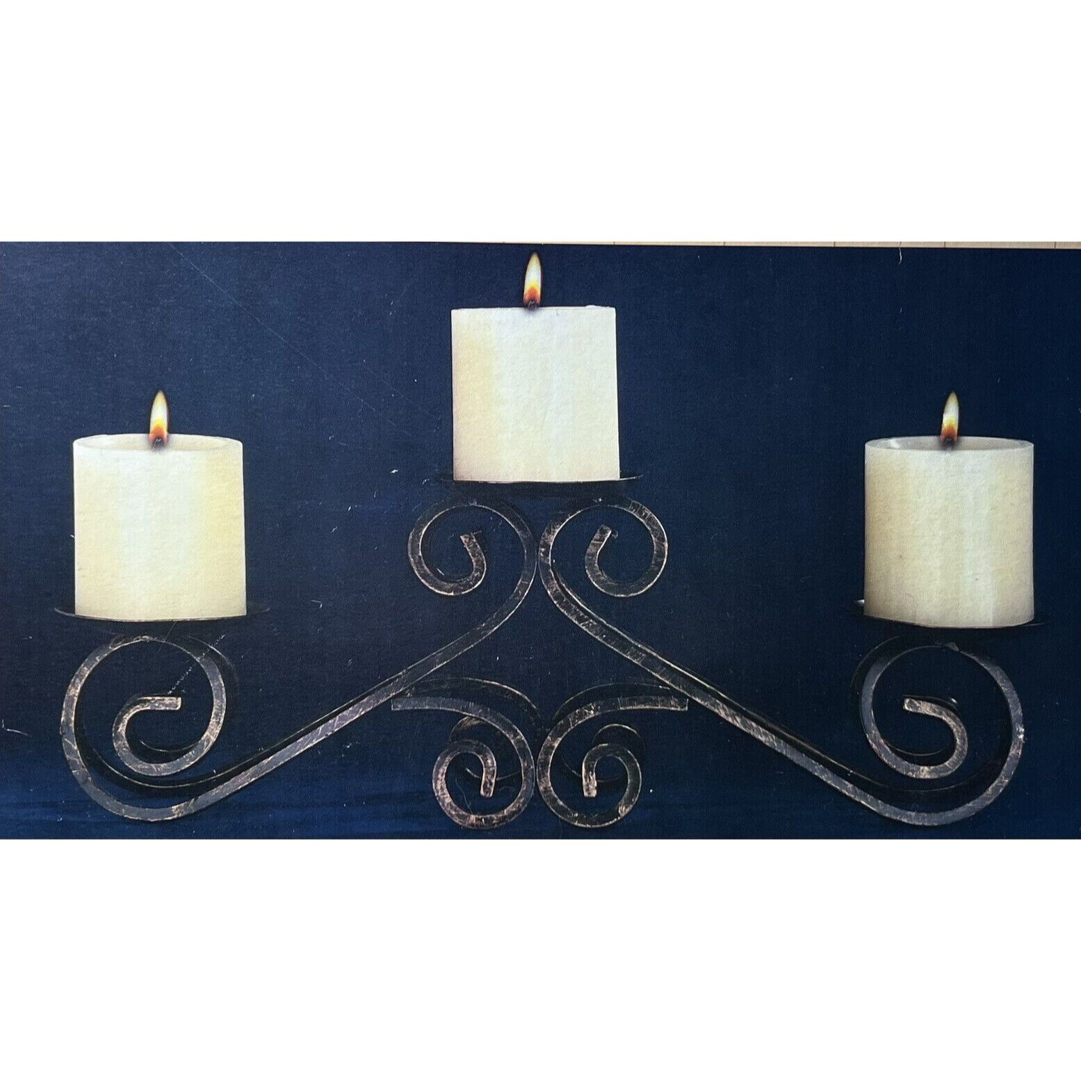 Home Accents Essentials Wrought Iron Scroll Candle Holder 3 Pillar ...