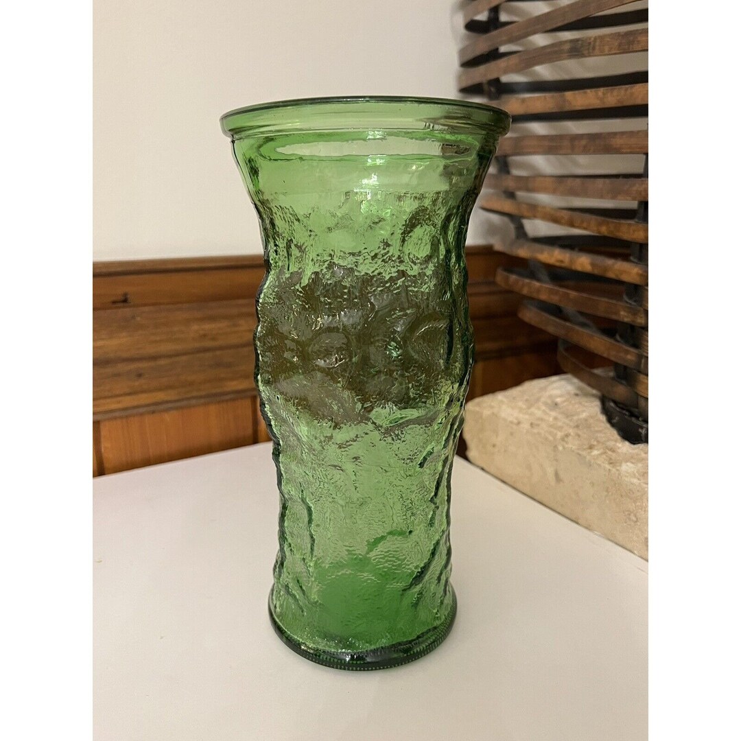 Vintage Emerald Green Crinkle Glass E O Brody Co Vase 9 3/4 Tall - Etsy