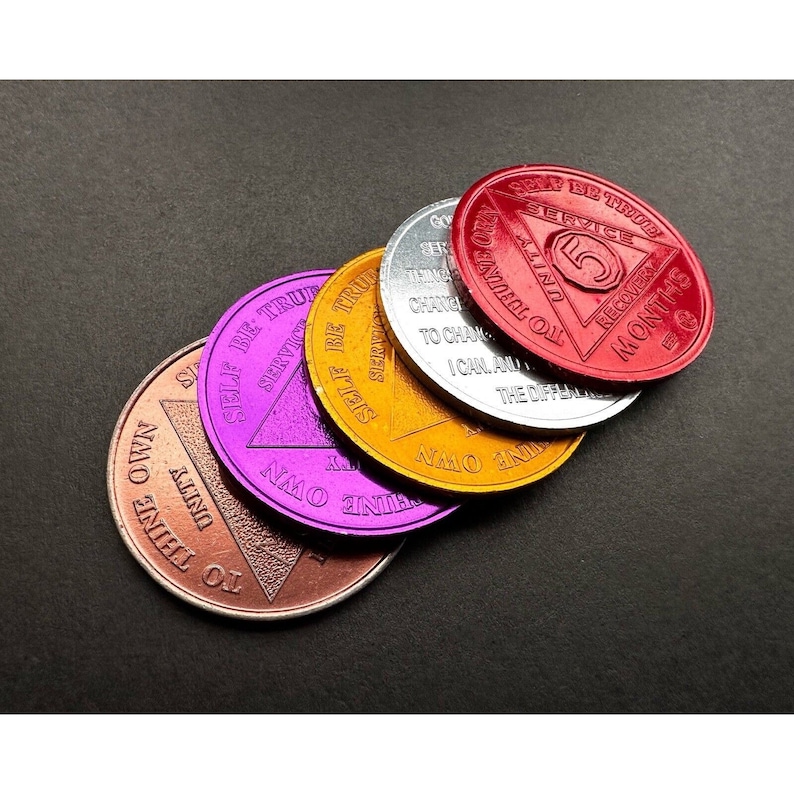 Alcoholics Anonymous AA Aluminum Medallion TOKEN Coin Chip Set of 5 - Etsy