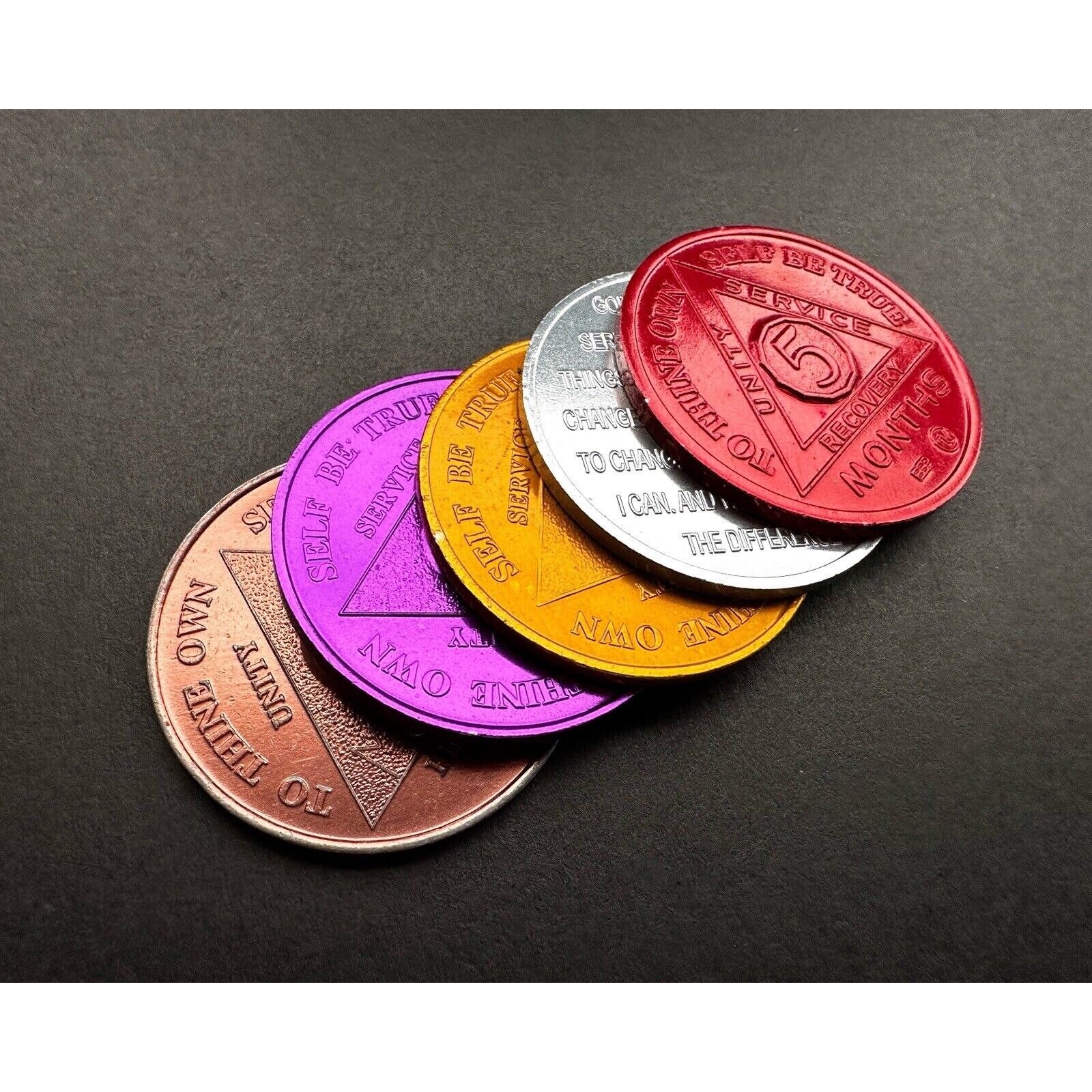 Alcoholics Anonymous AA Aluminum Medallion TOKEN Coin Chip Set of 5 - Etsy