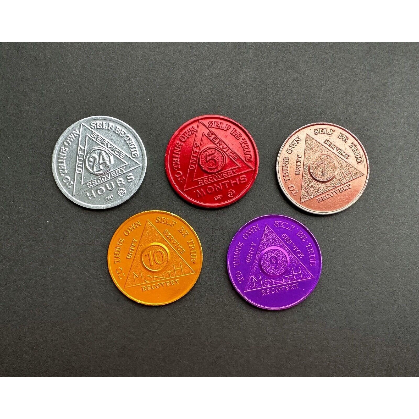 Alcoholics Anonymous AA Aluminum Medallion TOKEN Coin Chip Set of 5 - Etsy