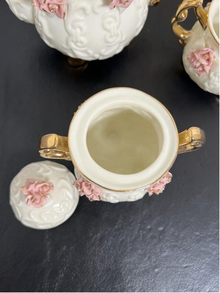 Cracker Barrel Porcelain 6pc Tea Set Pink Roses & Gold Trim - Etsy